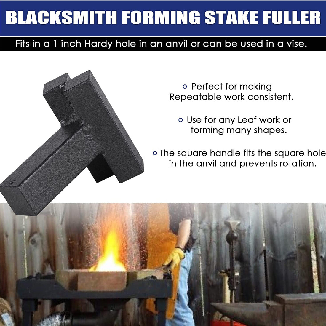 Blacksmith 1" Hardy Swage Block Tool Forming Stake Fuller KnifeMaking ...