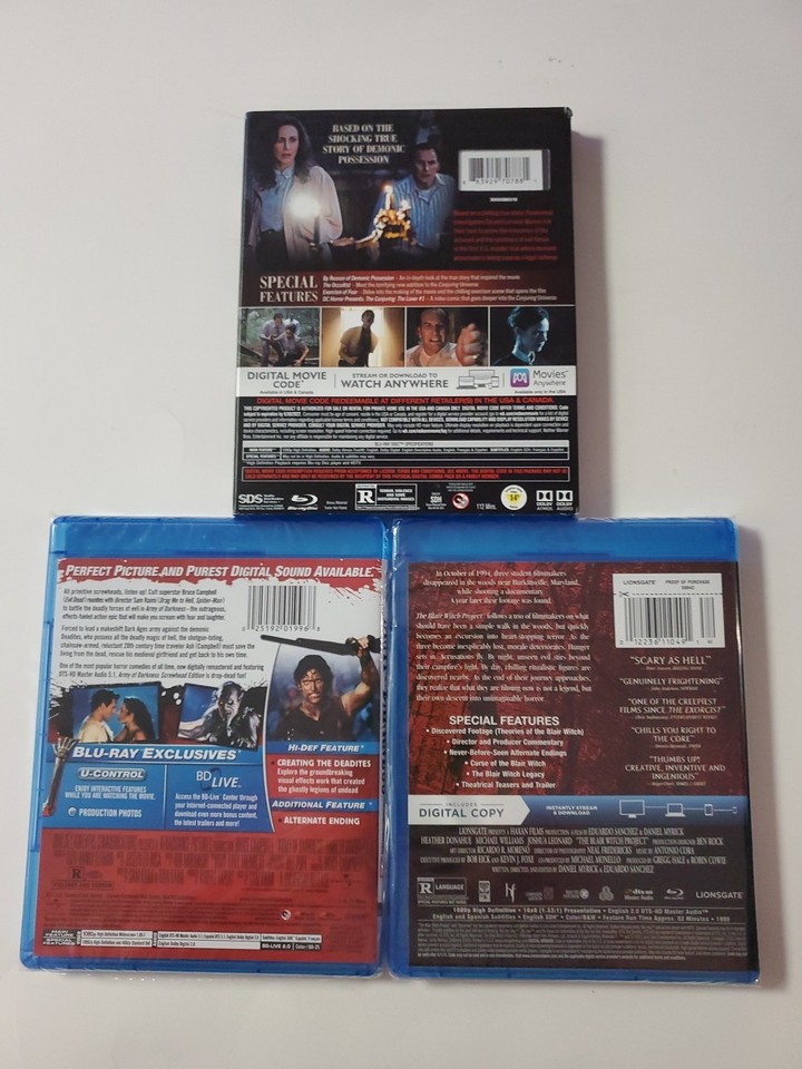 3 BLU-RAY MOVIE LOT, THE CONJURING 3+ ARMY OF DARKNESS, SCREWHEAD ...