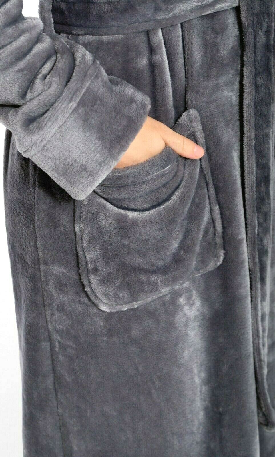 Super Soft Fleece Robe Warm Cozy Hooded Lounge Robe Plush Hooded Fleece ...