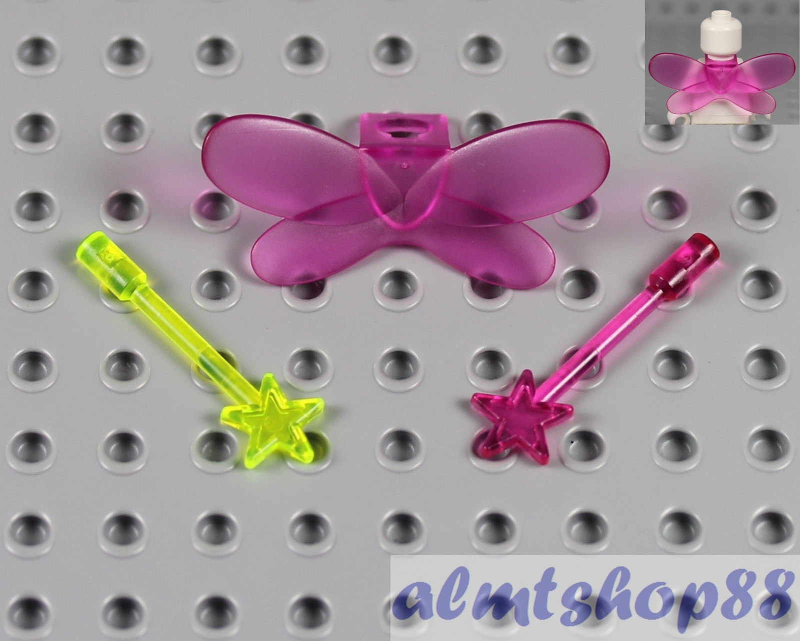 LEGO - Fairy Wings & Wands Pink - Tinkerbell Magic Butterfly Minifigure ...