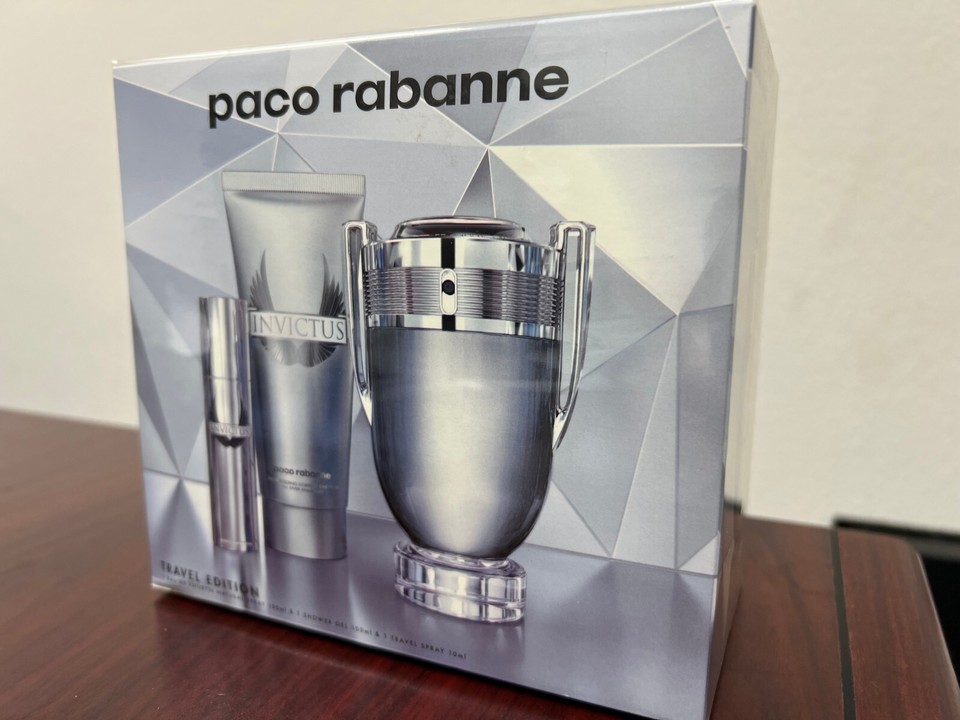INVICTUS PACO RABANNE MEN 3 PIECES SET : 3.4 EDT Spray + 3.4 Gel + 10 ...