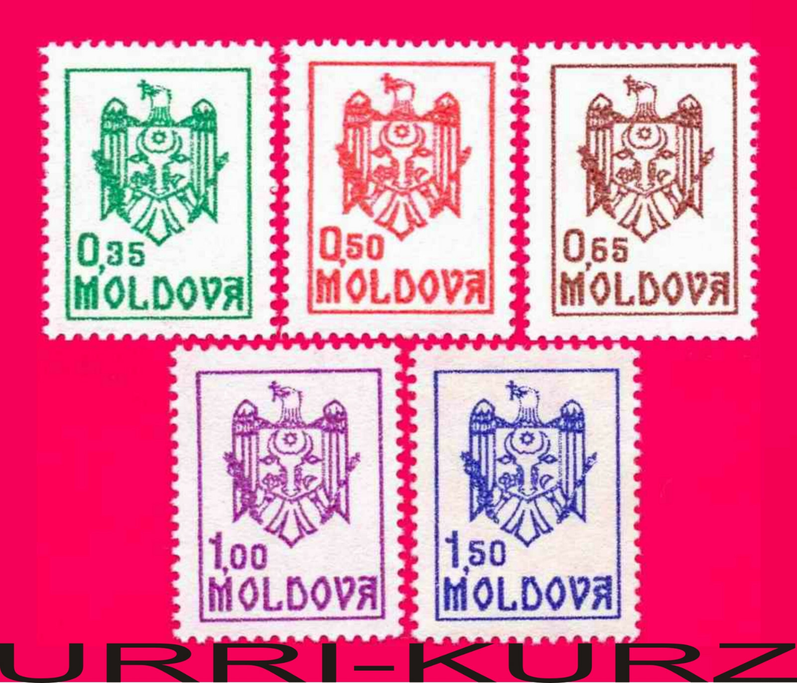 MOLDOVA 1992 Coat of Arms State Emblem Definitive 5v Sc26-30 Mi5-9 MNH ...