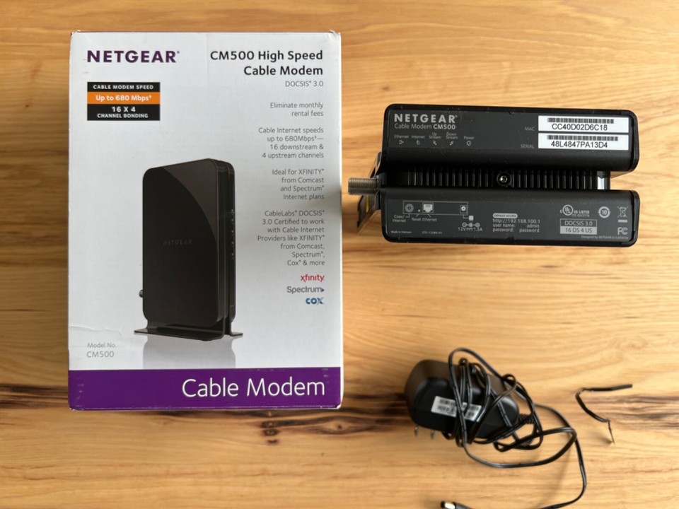 Netgear Docsis 3.0 Cable Modem CM500 for Xfinity/Comcast/Spectrum/Cox ...