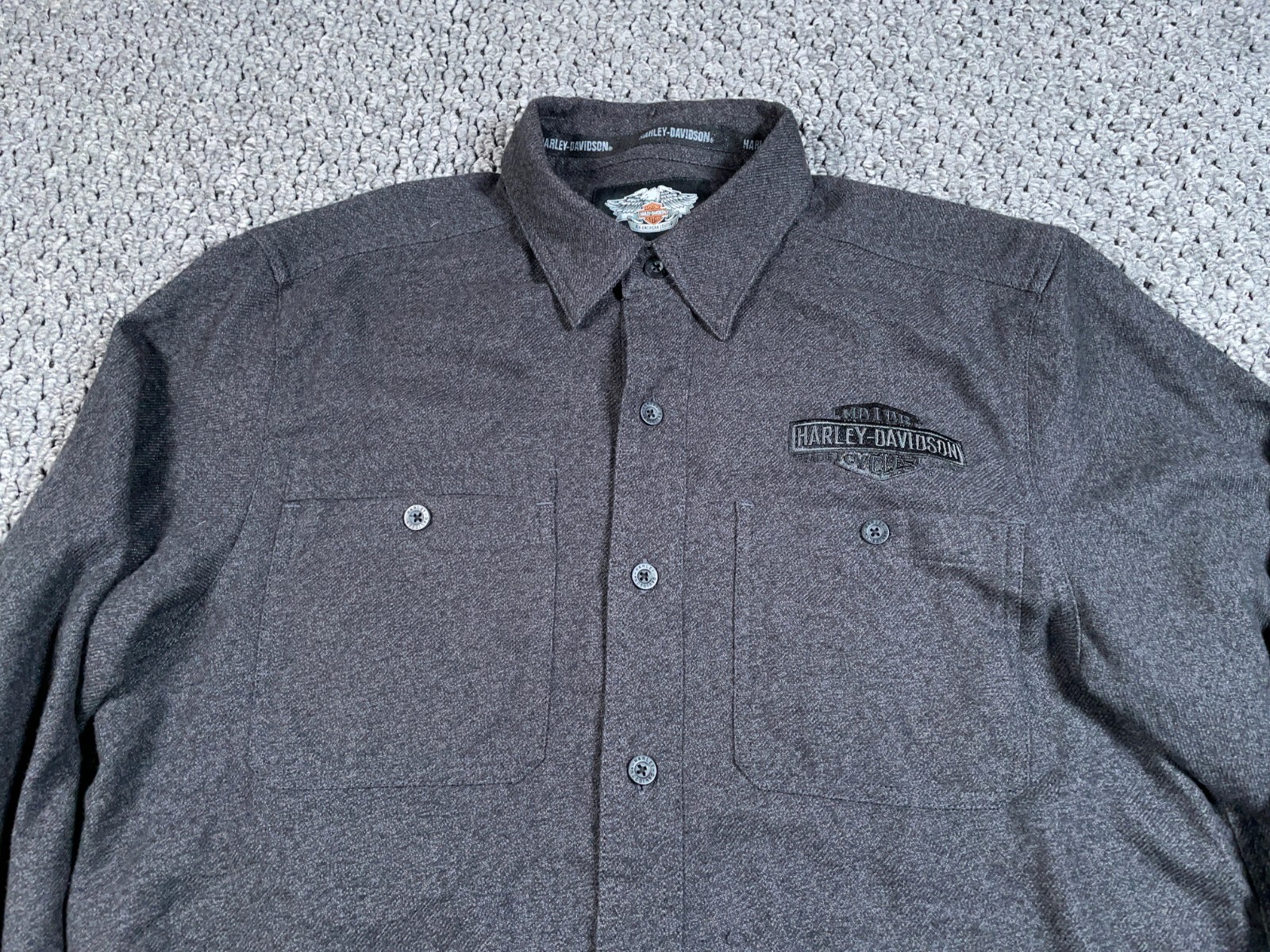 Harley Davidson Flannel Shirt Adult Medium Dark Gray … - Gem