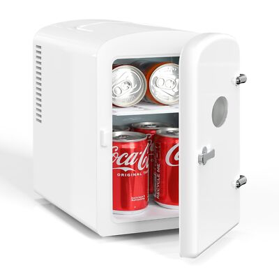 6L 9 Cans Mini Fridge with Observation Window Cooler and Warmer Black ...