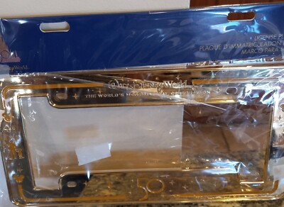 Disney World Parks 50th Anniversary Gold Metal License Plate Cover NEW ...