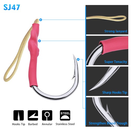 5pcs Sea Fishing Stainless Steel Hook Barb Anchor Hooks Luya Seawater ...