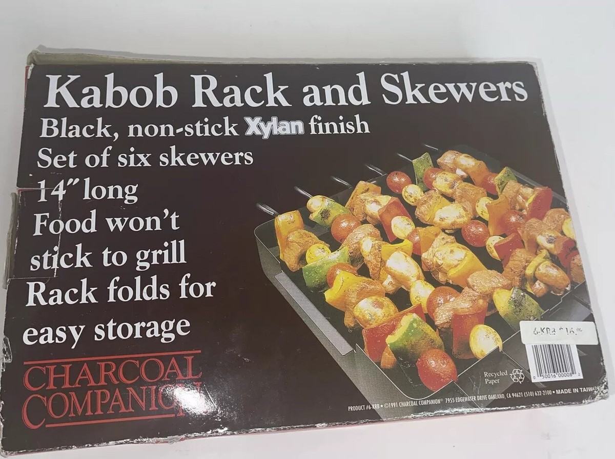 Komodo Camp Kitchen Non-Stick Kabob Rack - 6 Skewer Stand Set For ...