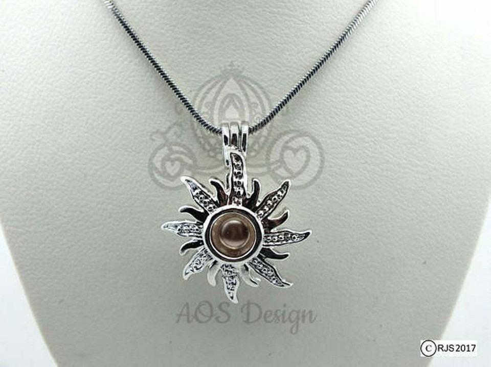 Rapunzel Sun Pearl Cage Necklace Silver Tangled Locket Solar Eclipse ...