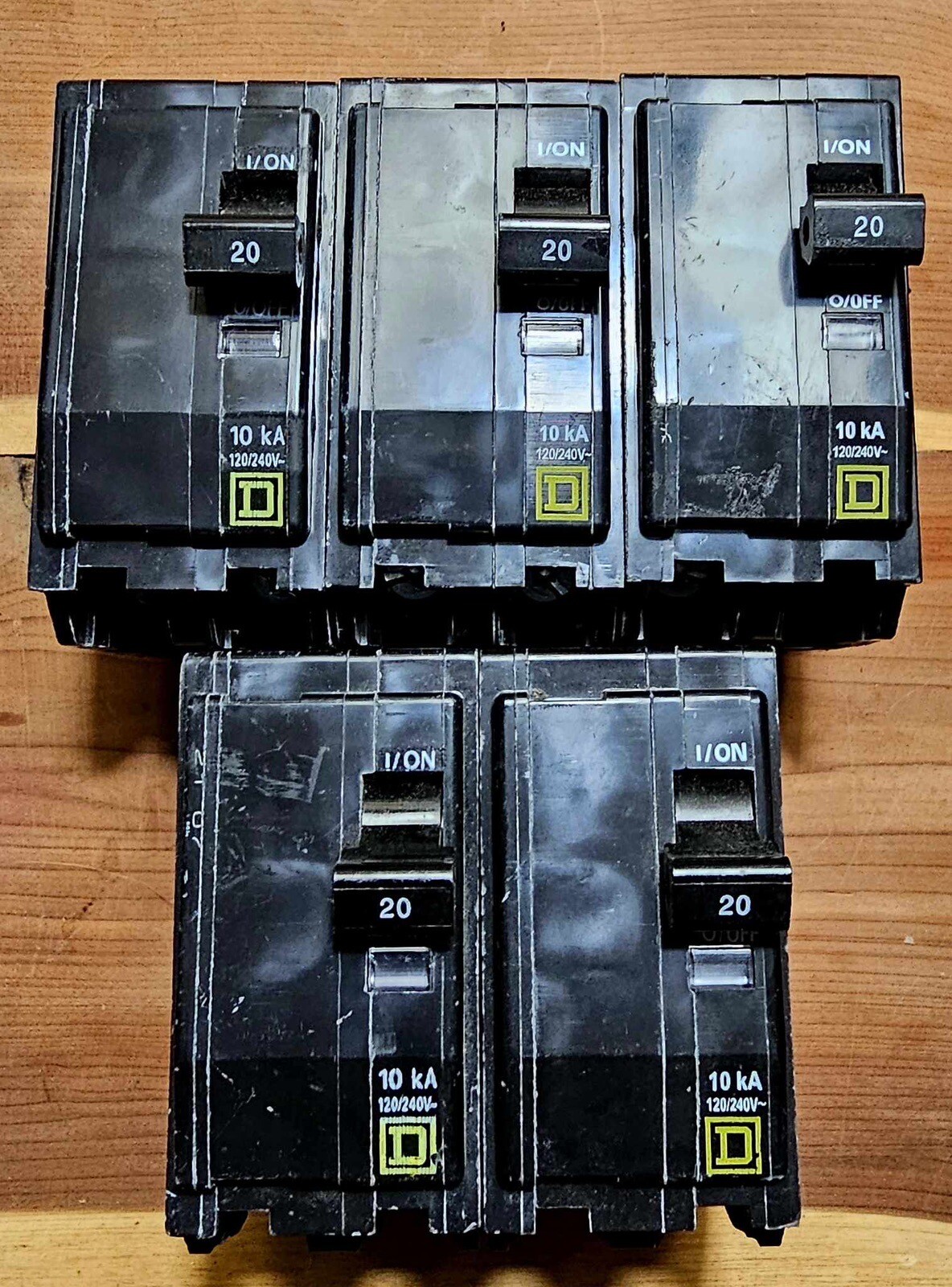 (5) New Square D QO220 Plug-On Circuit Breaker 20A 2 Pole 120/240V Lot ...