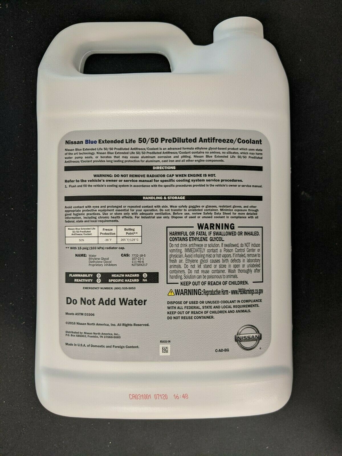 GENUINE OEM Nissan Blue Extended Life Antifreeze/Coolant 1Gallon (999MP ...