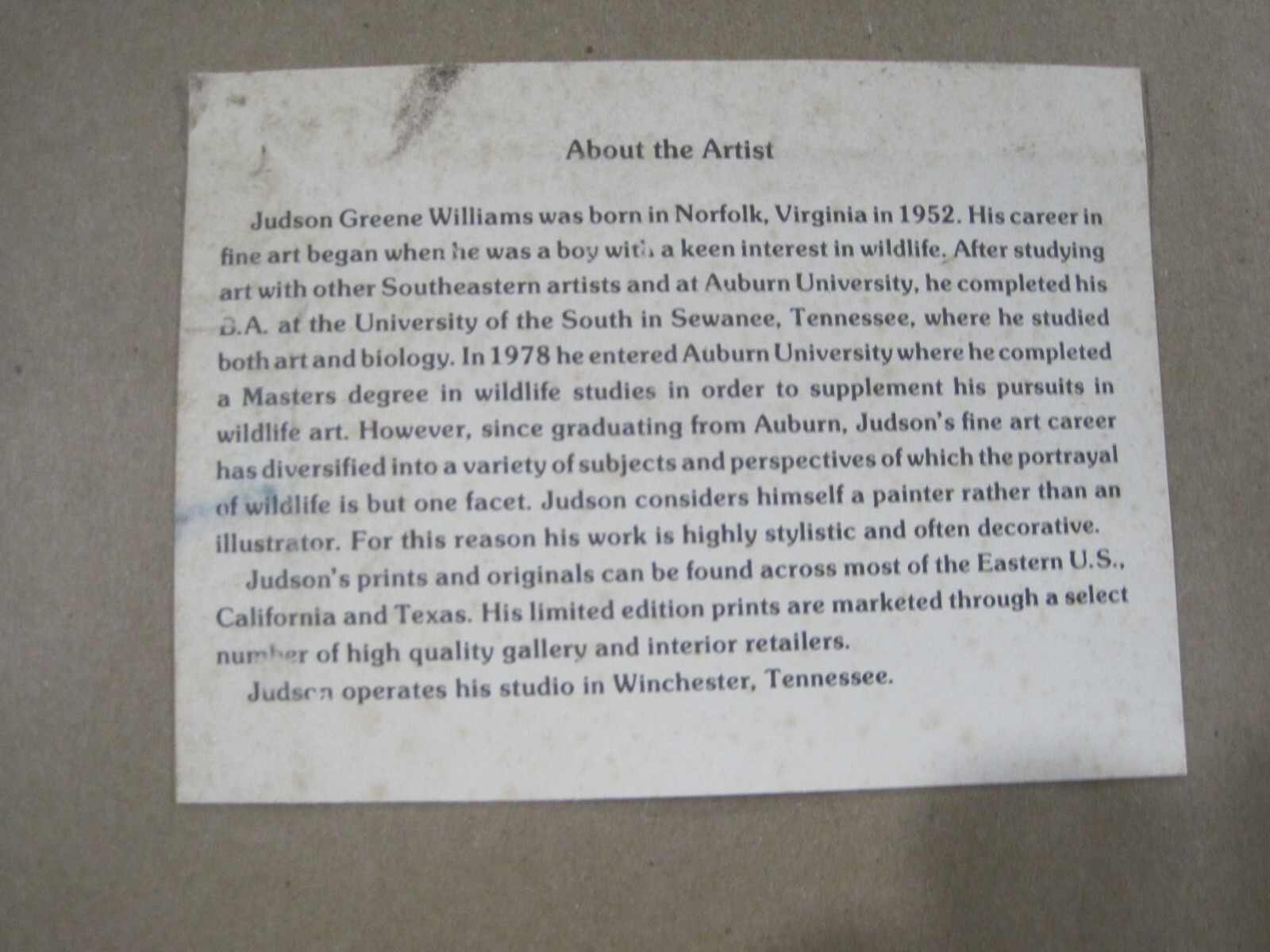 Judson Williams, 1985 Signed Framed LE 214/850 Duck Art Print 22" x 18 ...