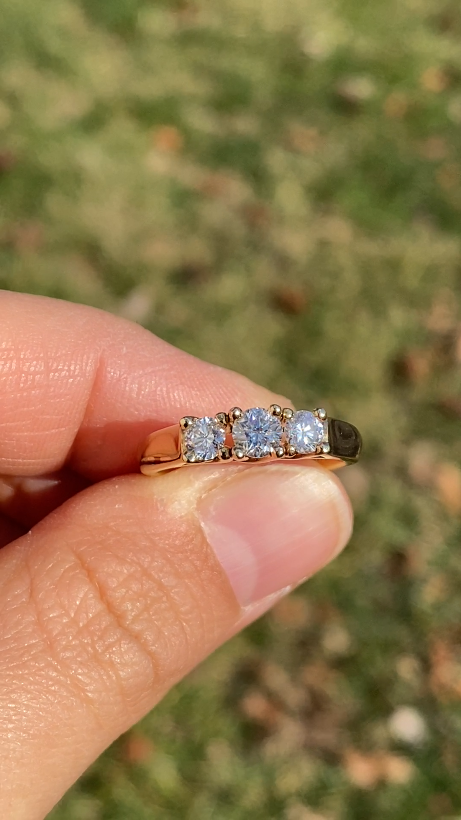 Vintage Past Present Future Diamond Ring in Yellow Gold | eBay