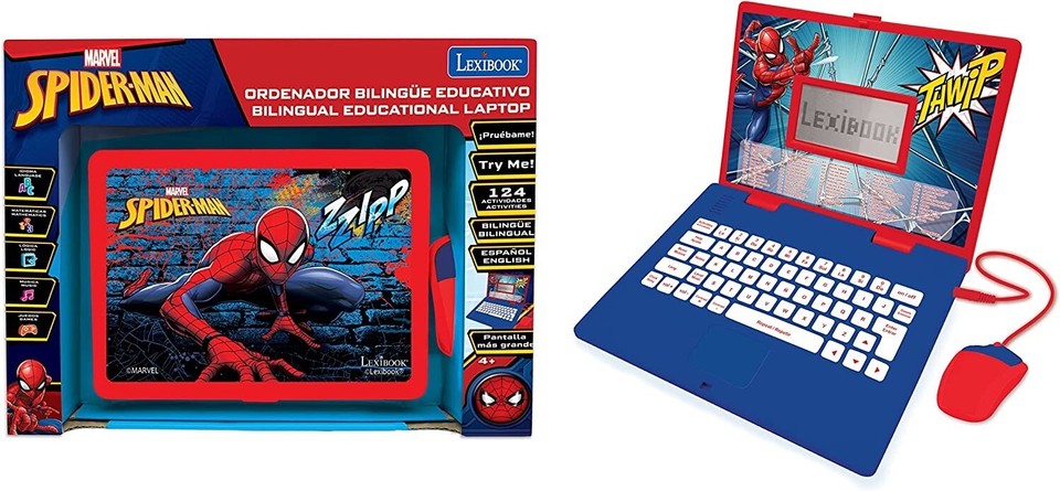 LEXIBOOK JC598SPi2 SPIDERMAN Bilingual Educational Laptop Spanish ...