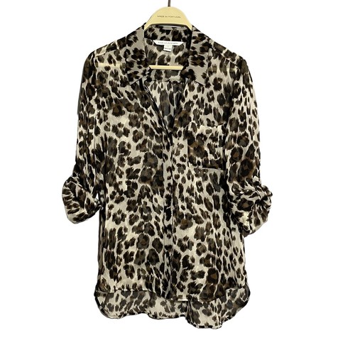 Diane Von Furstenberg Mariah Silk Blouse Women Size 2 Leopard Snake ...