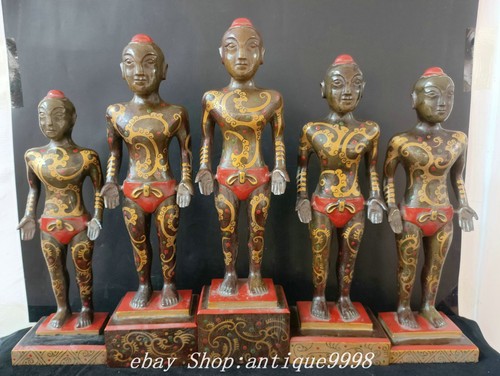 15'' Han Dynasty Natural Hetian Jade Gold Painting Acupuncture People ...