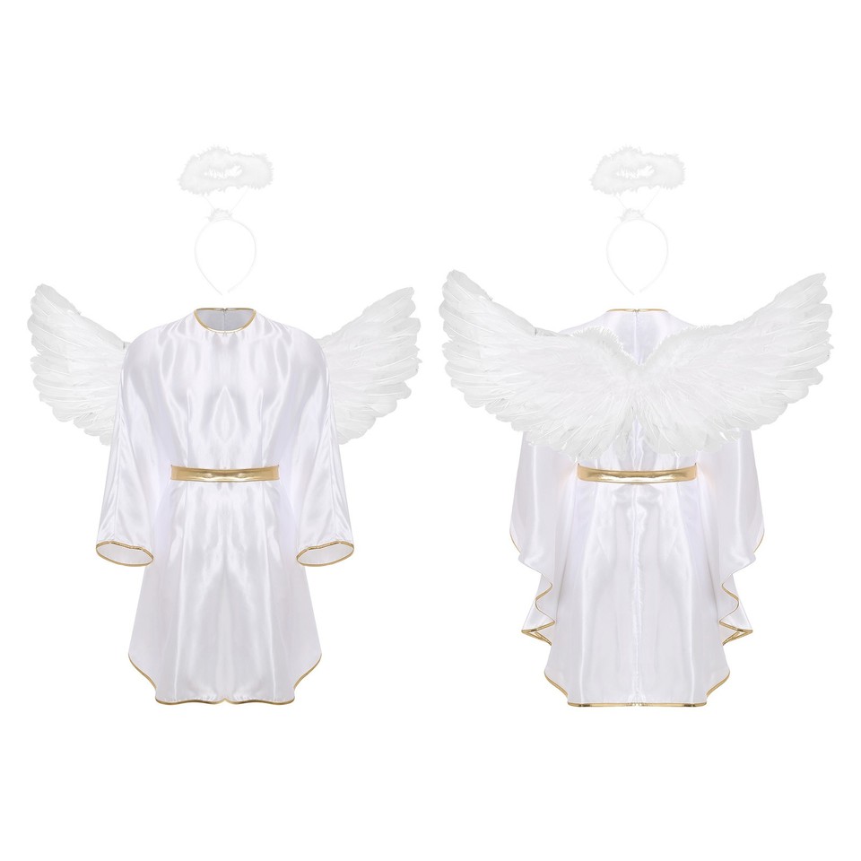 Men Robe Festival Outfits Medieval Cosplay Roman Angel Costume Satiny ...