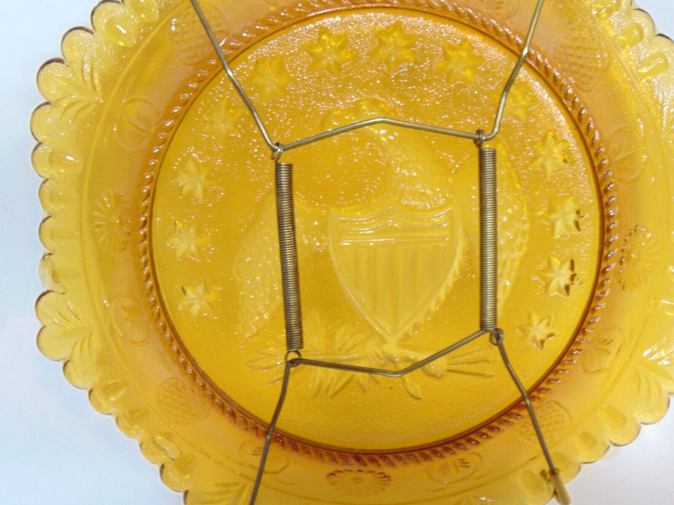 Indiana Glass American Eagle Bicentennial Amber Plate Octagon 13 Stars ...