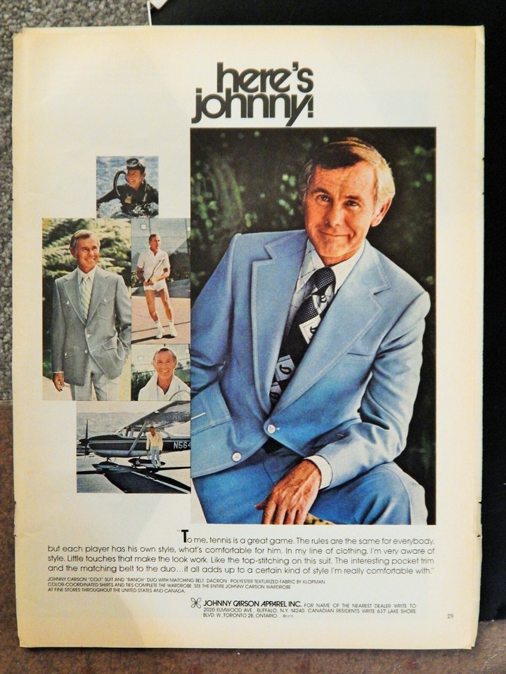 DATSUN 280-Z SPORTSCAR / JOHNNY CARSON CLOTHING ORIG. VTG 1975 ...