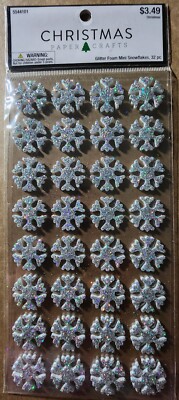 Glitter Foam Mini Snowflakes Stickers - 32 PC- Christmas Paper Crafts ...
