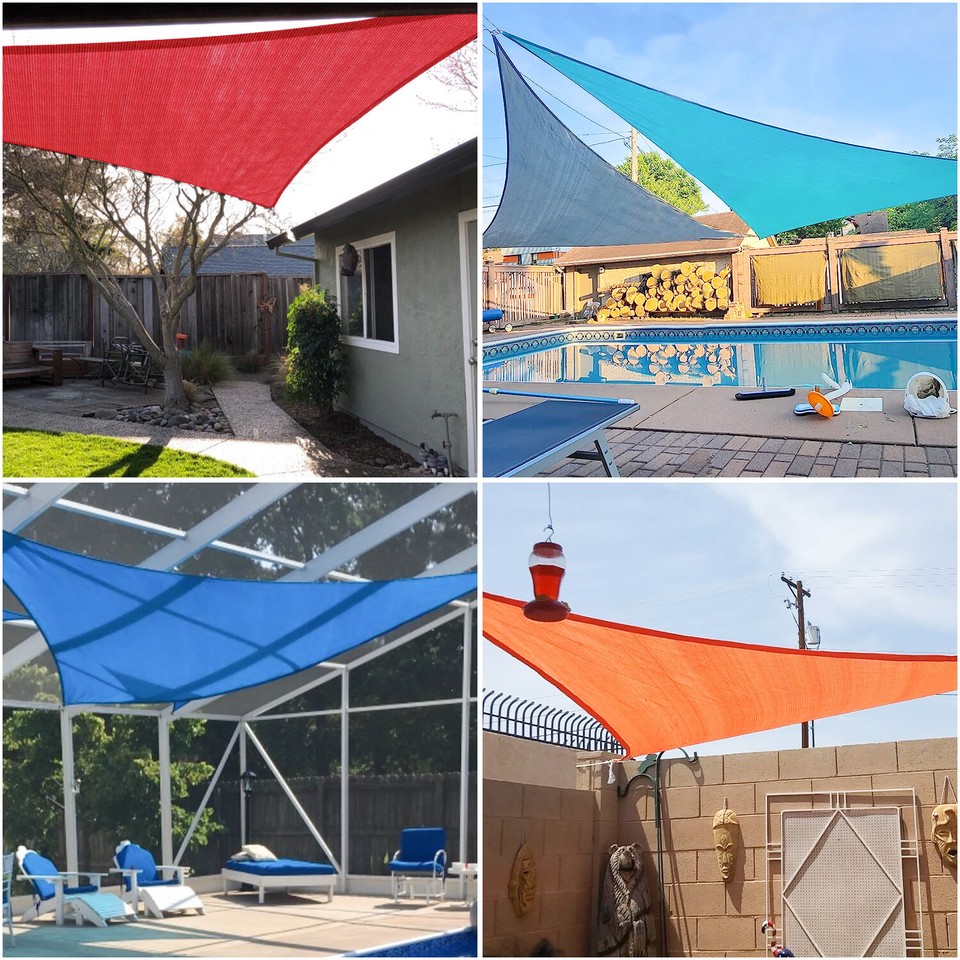 Triangle Curve Sun Shade Sail Home Garden Yard Pool Patio Cover Canopy ...