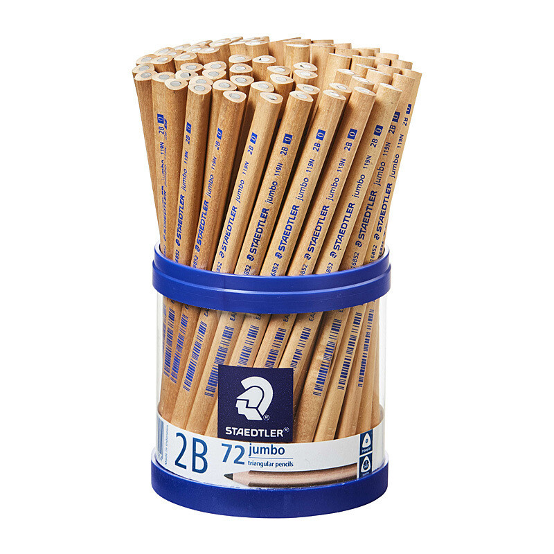 Staedtler Natural Jumbo Triangular 2B Pencil - Cup of 72 119N2BKP72 for ...