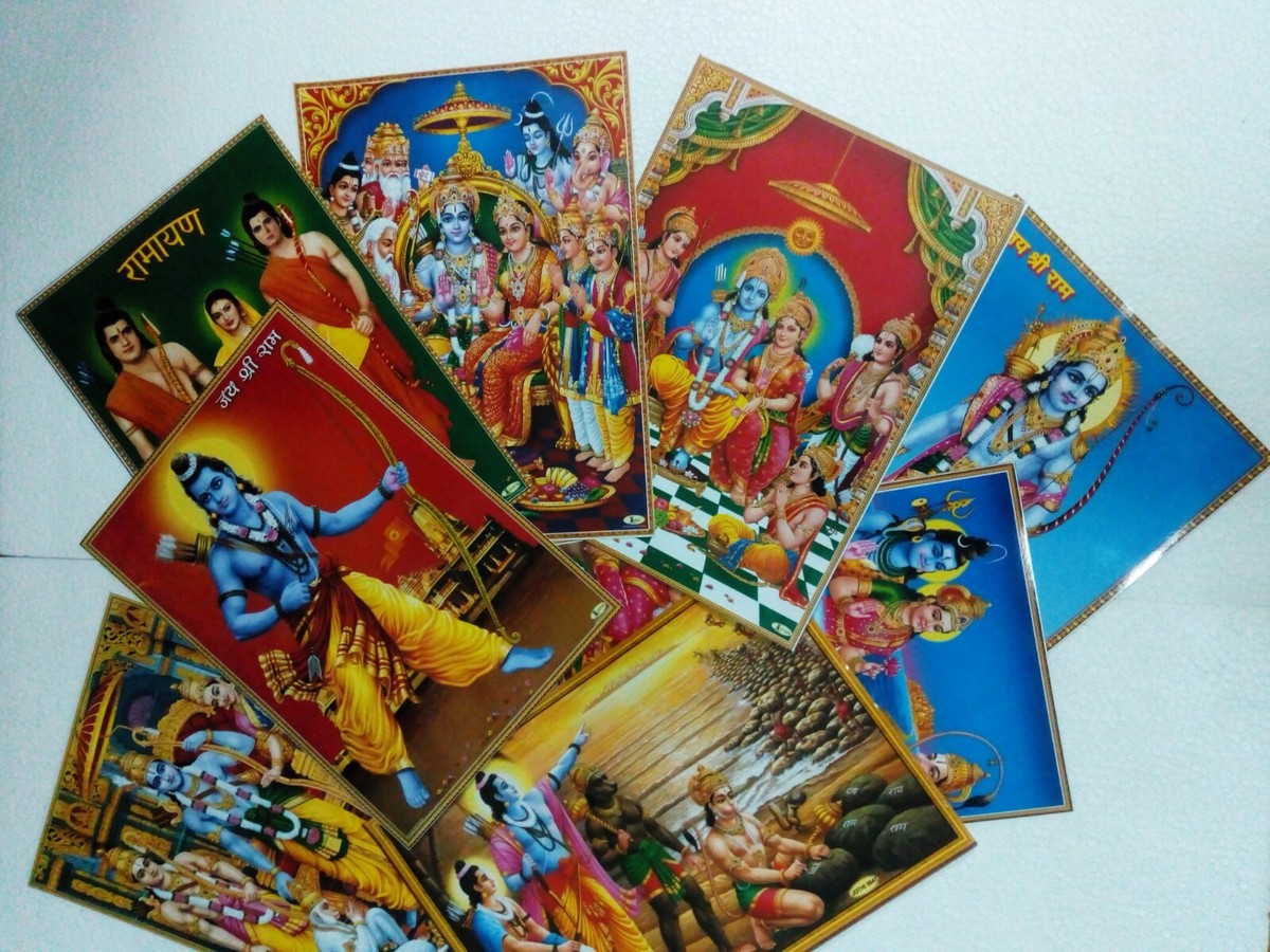 Ramayana Lakshmana 8pc LORD RAMA LAKSHMANA SITA HANUMANA Poster Hindu