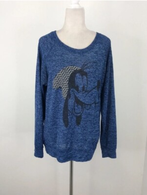 Disney Parks Heather Blue Black Gray Goofy Sweater Size M | eBay