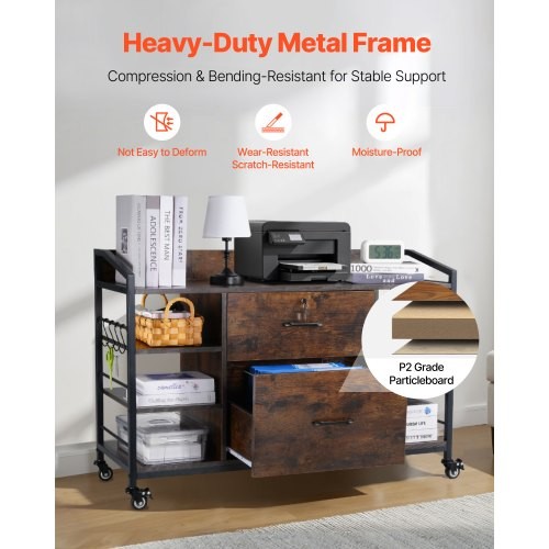 VEVOR 2 Drawers Metal File Cabinet, Lateral Filing Cabinet with Lock ...