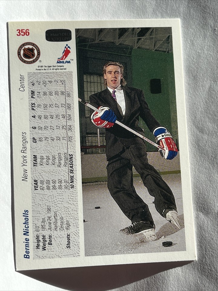 1991-92 Upper Deck #356 BERNIE NICHOLLS New York Rangers | eBay