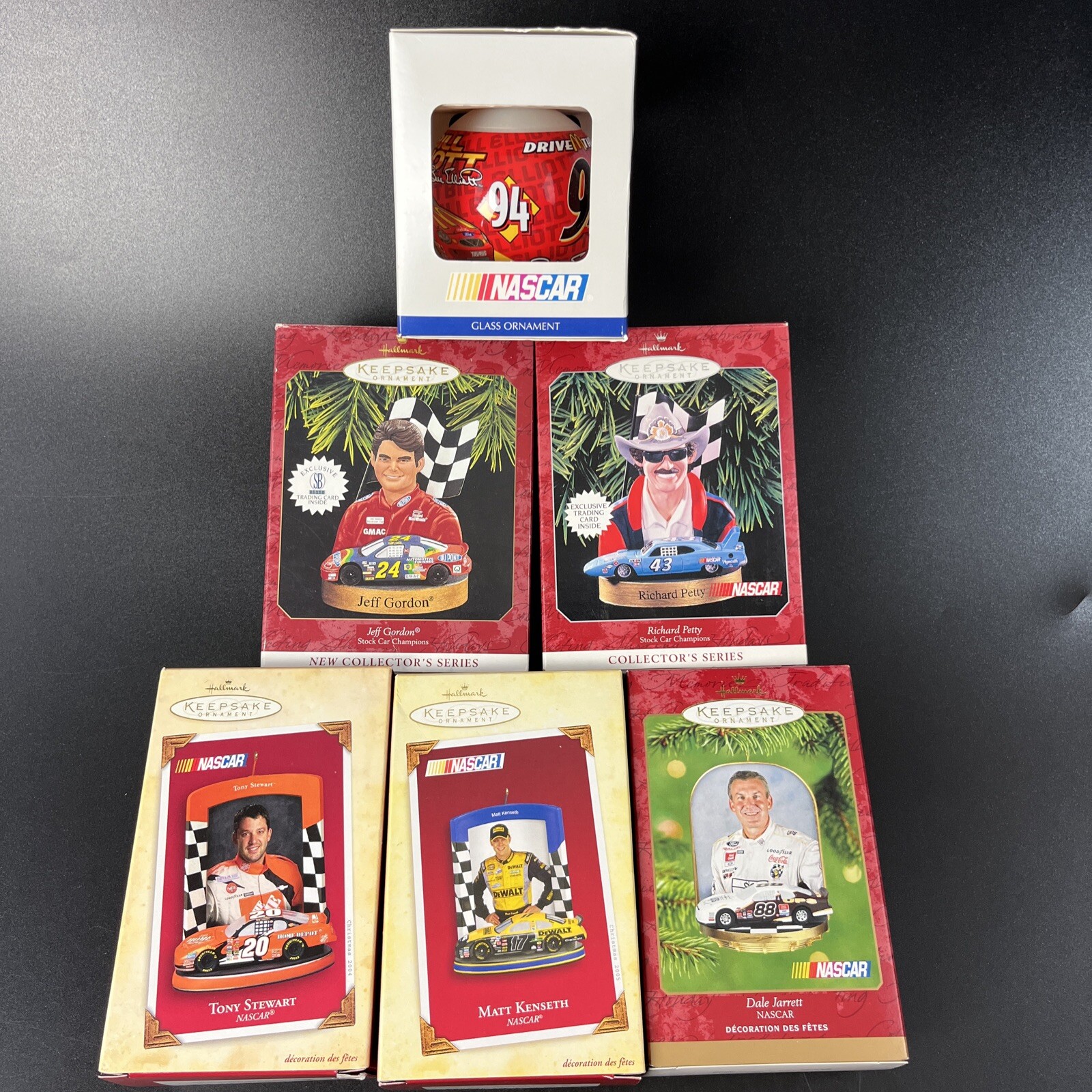 Lot of 6 Hallmark NASCAR Racing Keepsake Ornaments Richard Perry Jeff ...