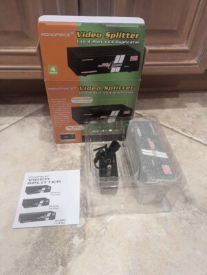 Monoprice Video Splitter 1 to 4 Port VGA Duplicator - 300MHz 1920x1440 ...