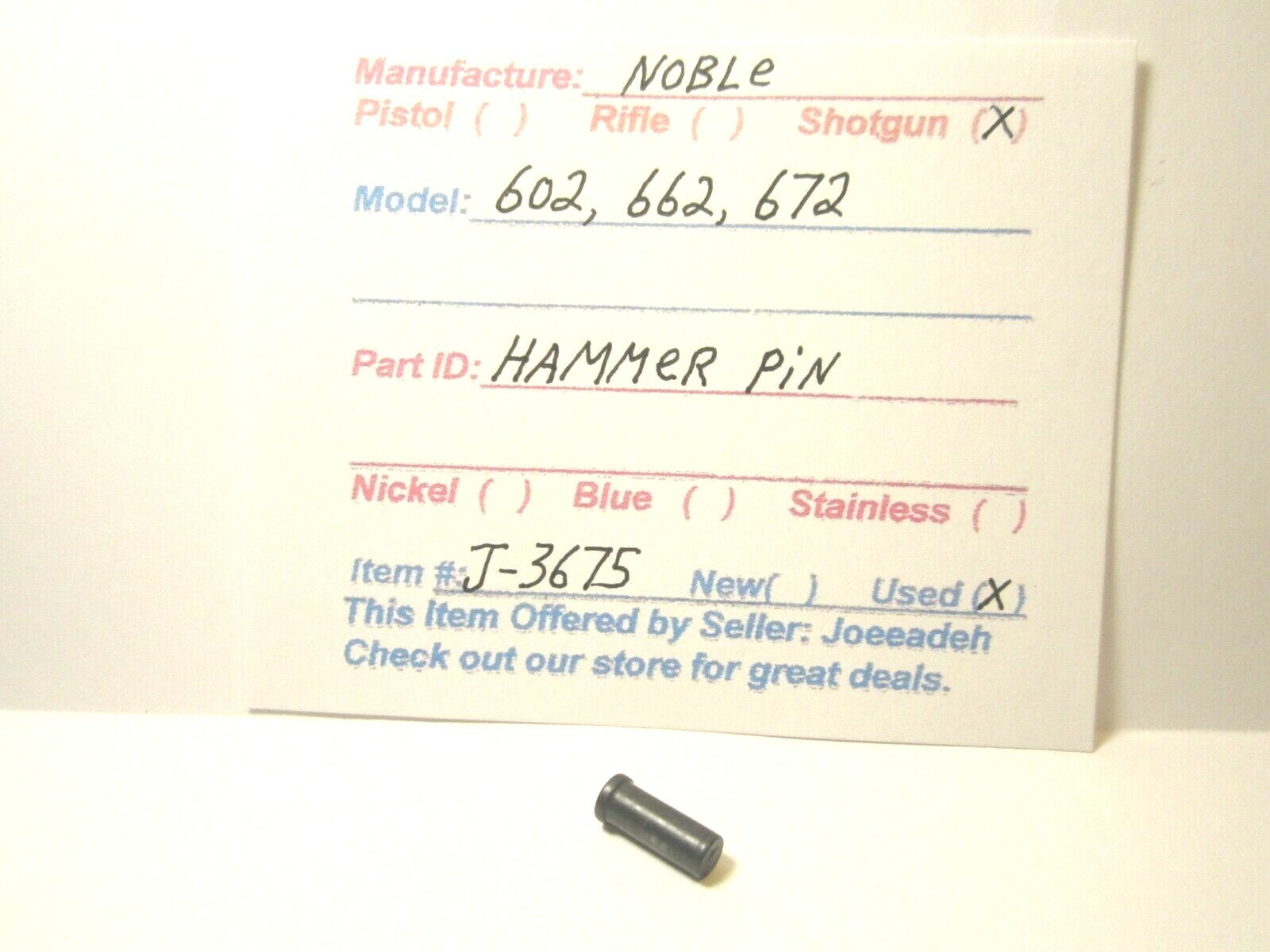 NOBLE MODEL 602, 662, 672. ( HAMMER PIN) (ITEM # J-3675) | eBay