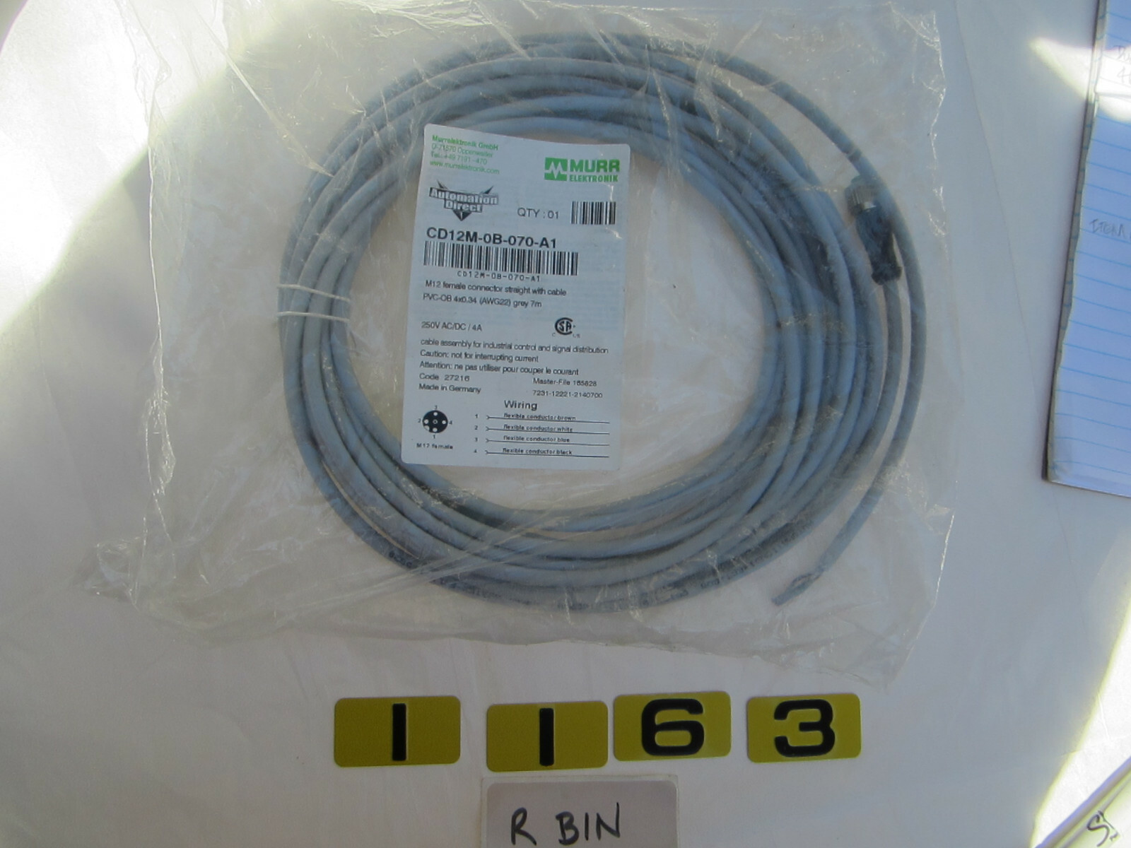 AUTOMATION DIRECT CD12M-0B-070-A1 M12 FEMALE CONNECTOR STRAIGHT WITH ...