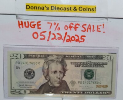 2017 $20 DOLLAR BILL FANCY SERIAL NUMBER BROKEN LADDER ALL 8 DIGITS 0-7 ...