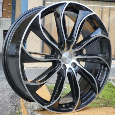 22" Inch Replica Tesla 5x114.3 5x4.5 +40 Wheels Black & Machined ...