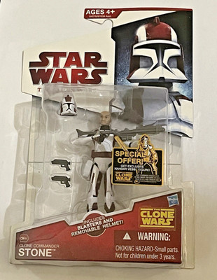 STAR WARS CLONE WARS CW44 CLONE COMMANDER STONE ACTION FIGURE MOC! RARE ...