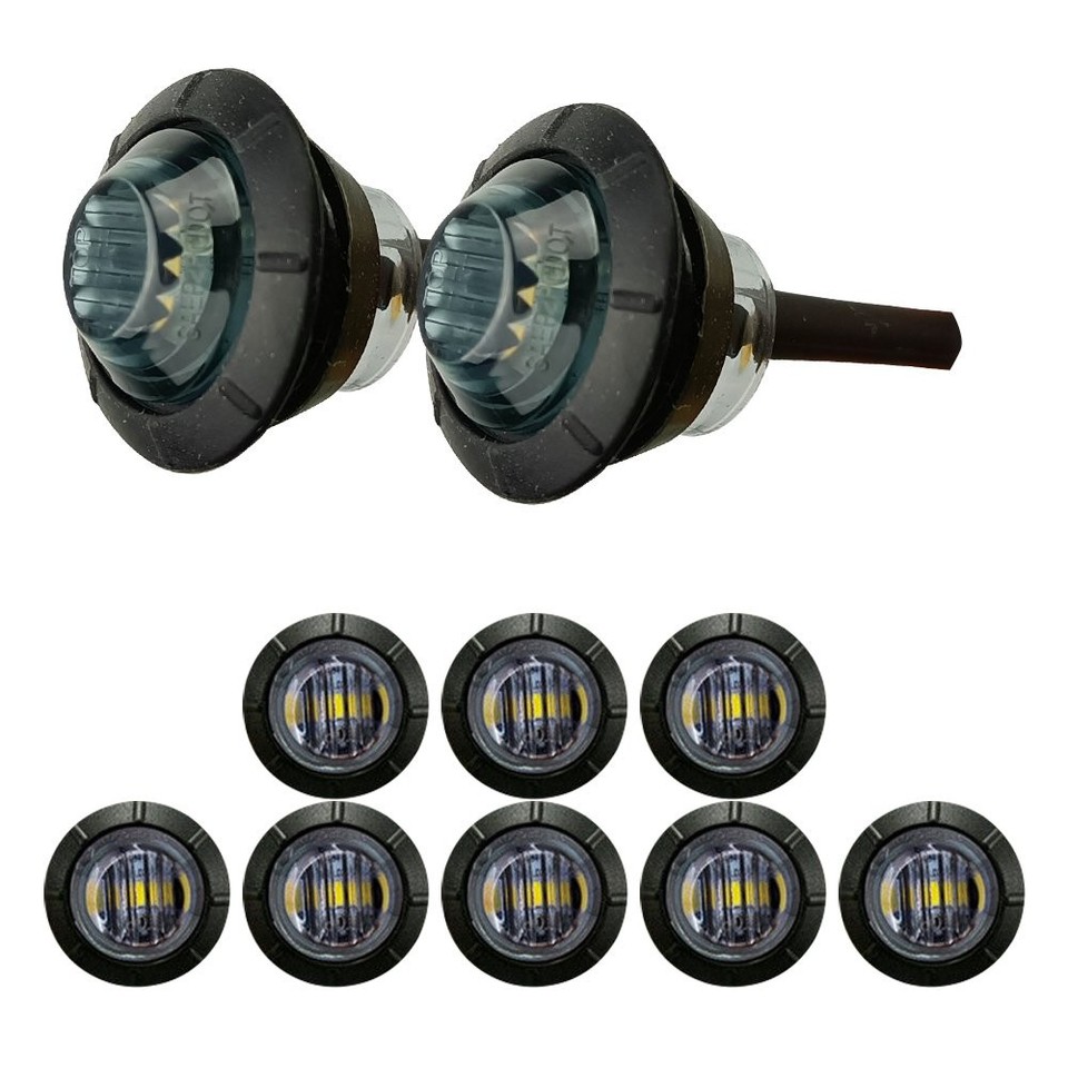 10X LED White Side Bullet Marker Clearance Lights for Round Truck ...