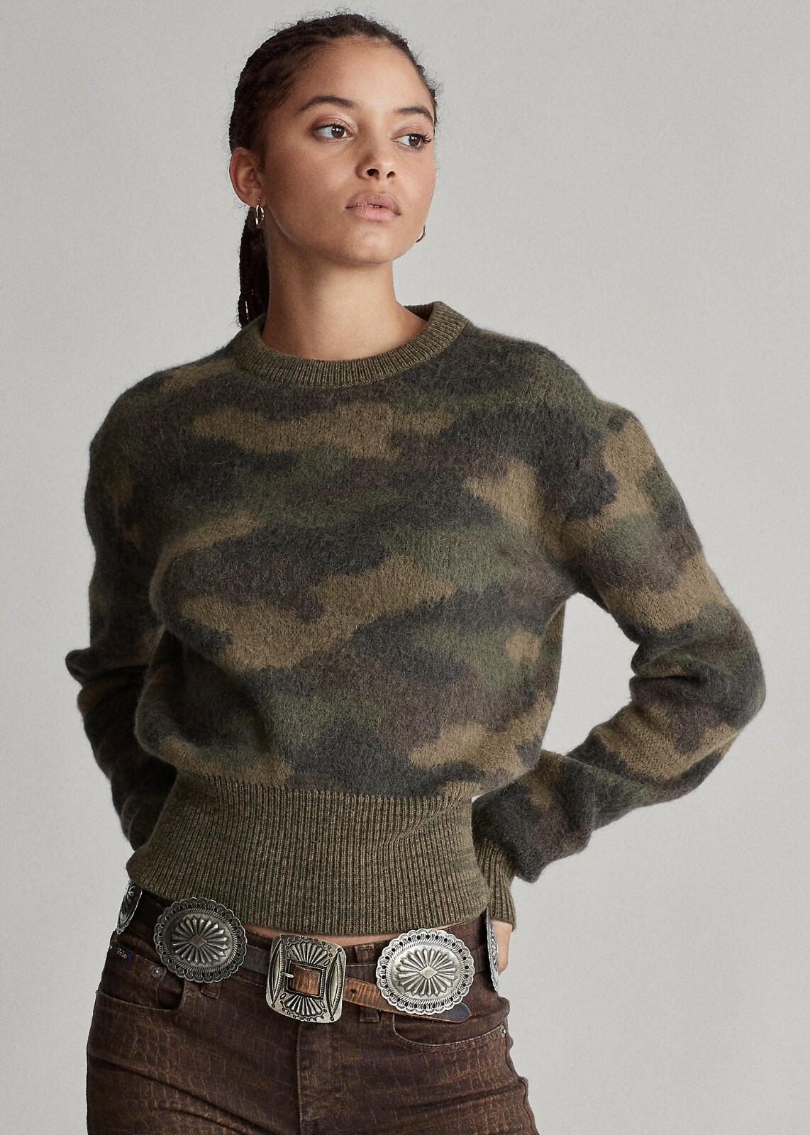 $398 Polo Ralph Lauren Military Army Rustic Camo Soft Alpaca Wool Knit ...