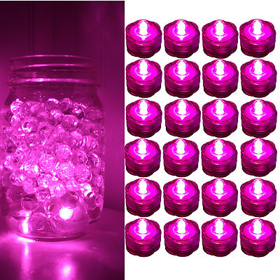 24 Pack PINK Submersible Waterproof Underwater Battery LED Tea Light ...