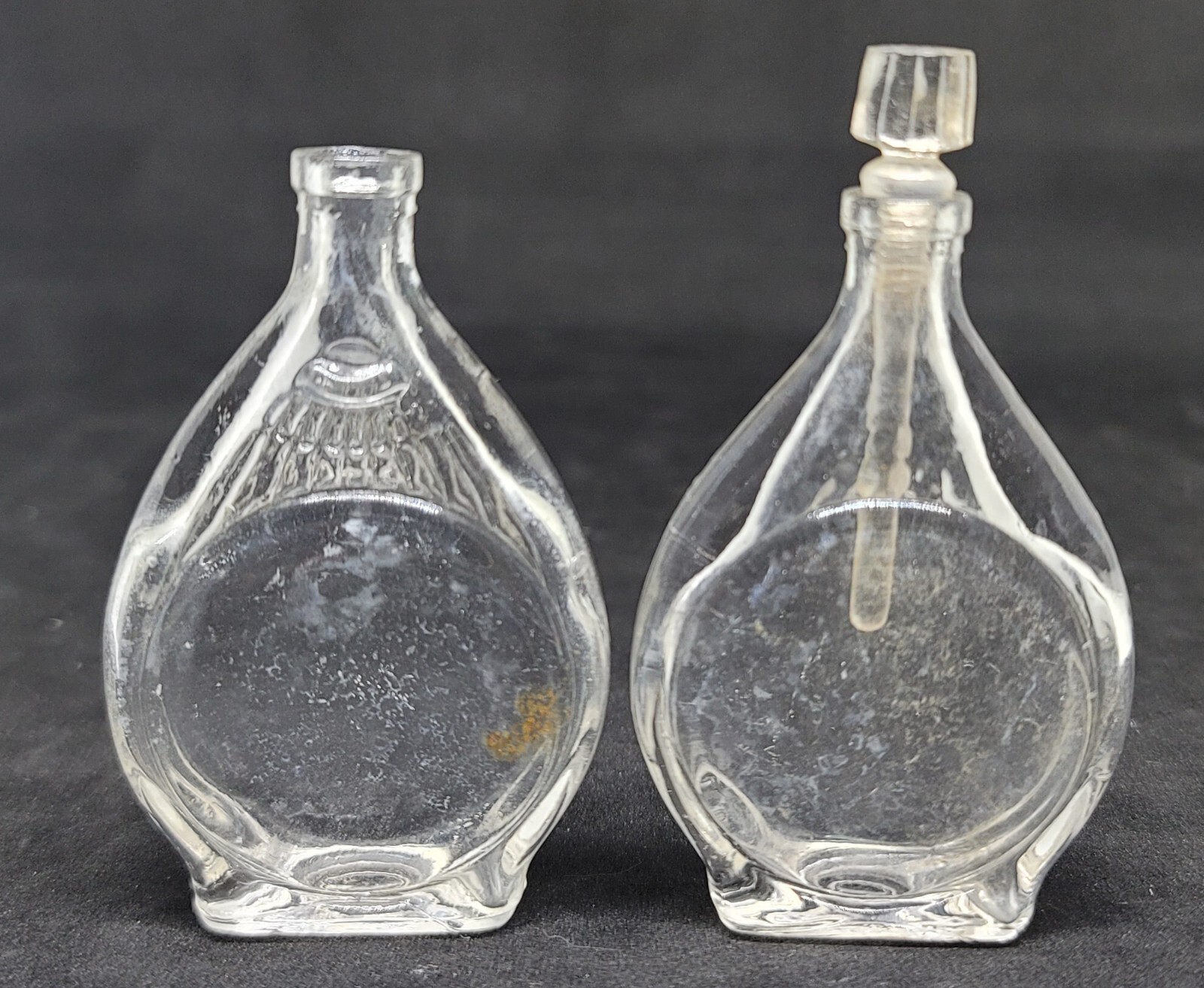 (2) ANTIQUE TEAR DROP STYLE PERFUME BOTTLES DABBER LID APPLIED TOP NICE ...