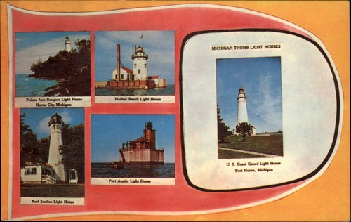 Michigan MI State Lighthouses Multi-view Port Huron etc. c1950s-60s ...
