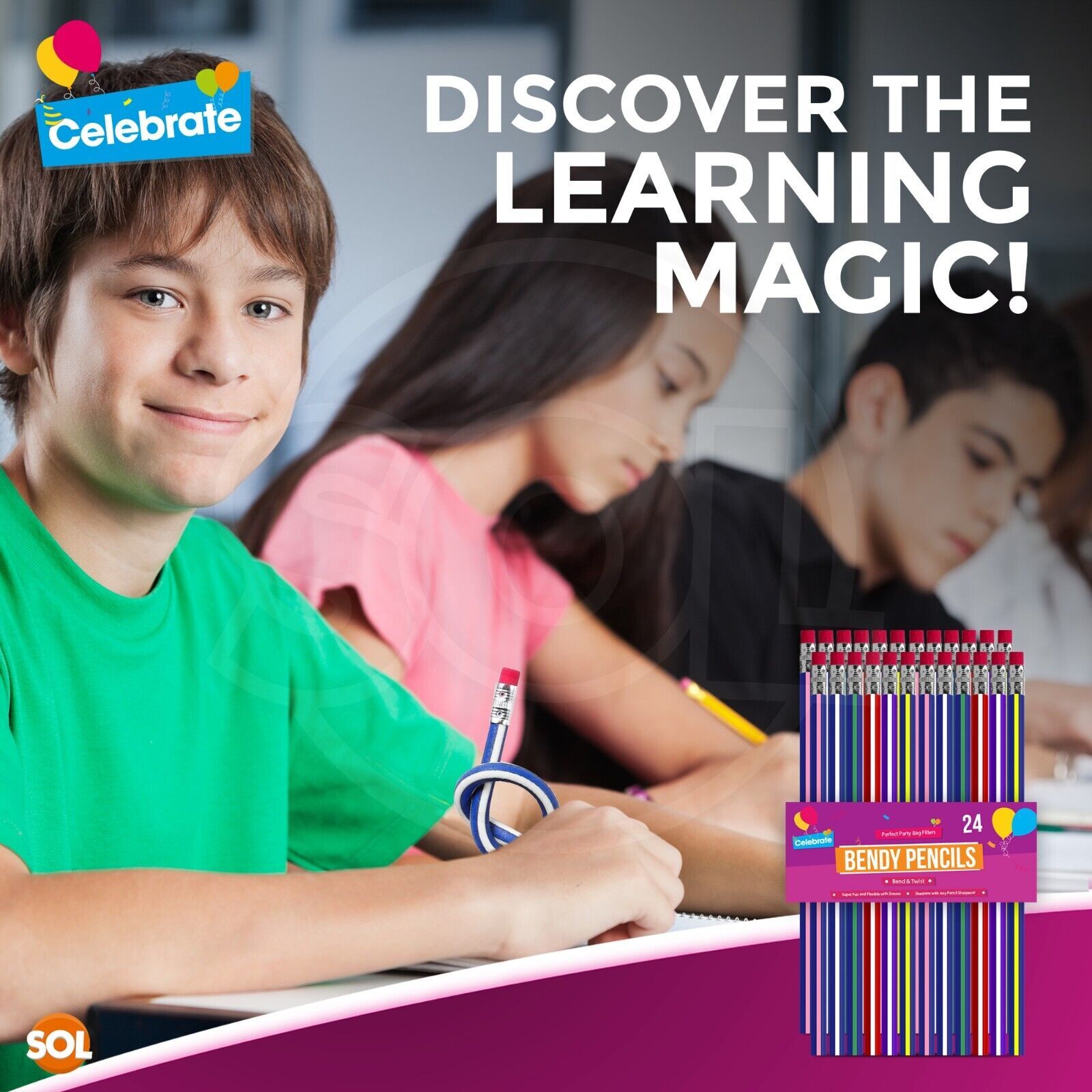 24-48 Soft Flexible Bendy Pencils with Erasers | Magic Bend Kids ...