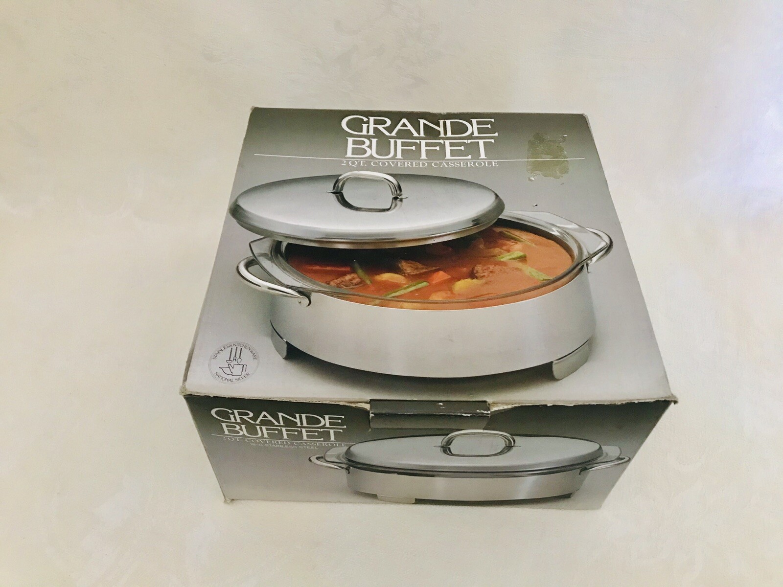 Vintage Stainless Steel Covered Casserole with Lid & Glass Insert Dish ...