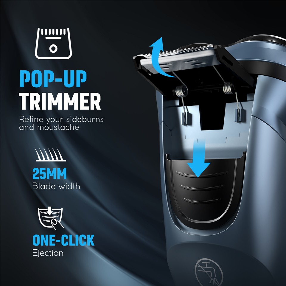 Men's Razor Rotary Waterproof Electric Shaver Pop-Up Trimmer Wet Dry ...