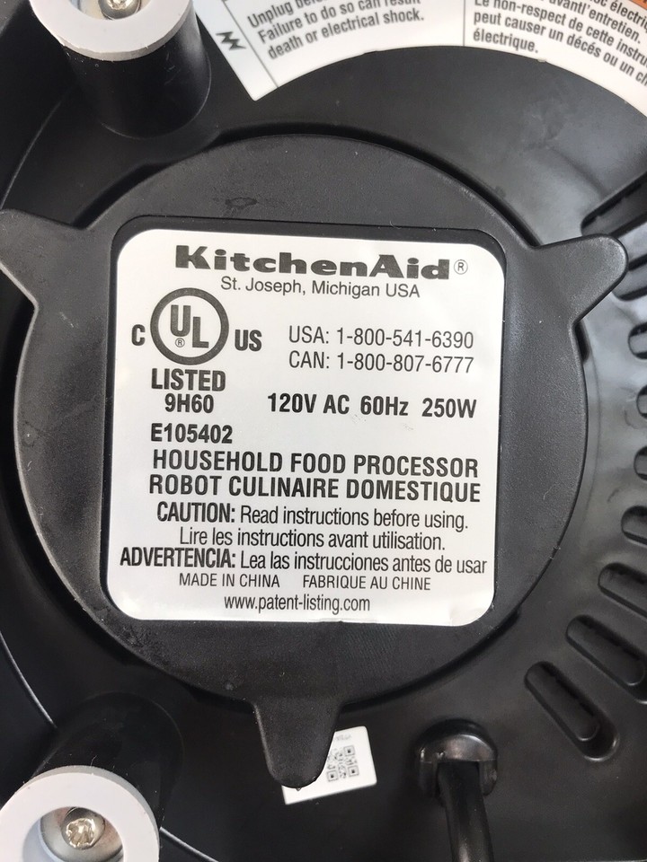KitchenAid E105402 Silver 250W 3 Settings Food Processor Base Electric ...