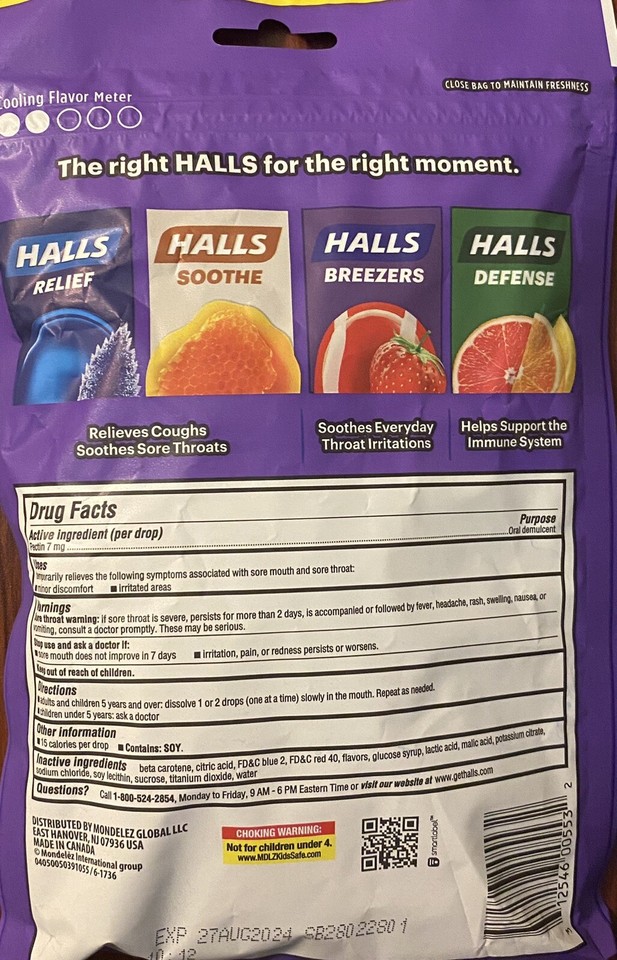 Halls BREEZERS ECONOMY PACK Soothing Creamy Strawberry 70 Cough Drops ...