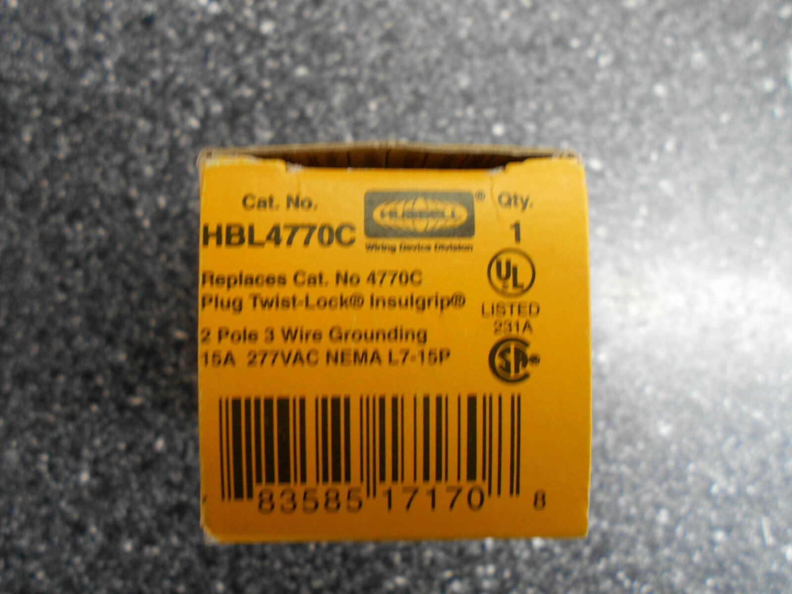 LOT OF 2 HUBBELL HBL4770C TWIST-LOCK PLUG 15A 277VAC 2POLE 3WIRE NEMA ...