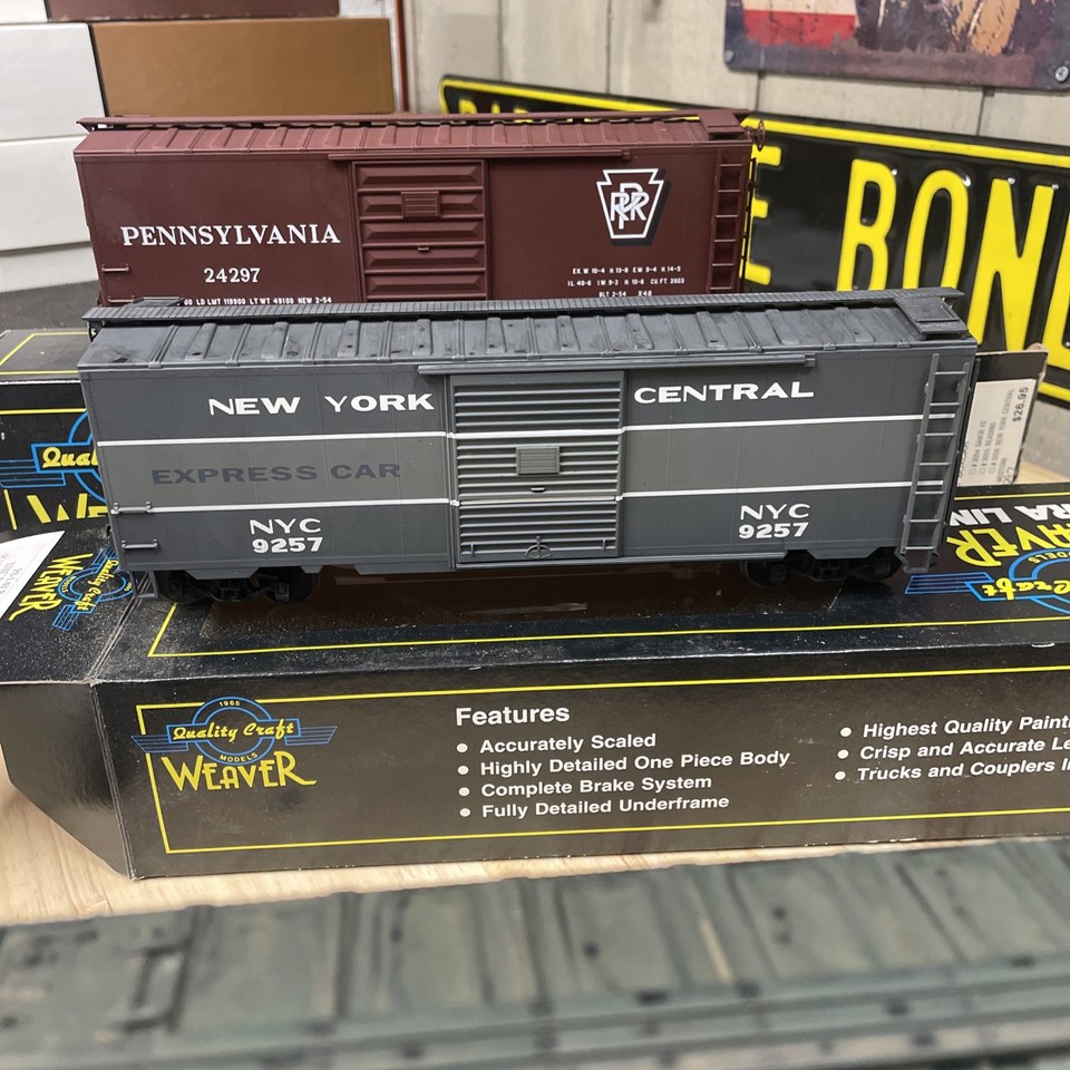 WEAVER 2 RAIL , 4 cars , WARTIME GONDOLA , BOX , WOOD REFER, COAL CARS ...