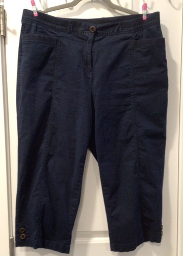 Kim Rogers Capris Size 16 Comfort Waist Navy Blue Capris Button Accents ...